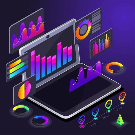 Premium Vector Isometry Diagram On Laptop Screen Holographic Color