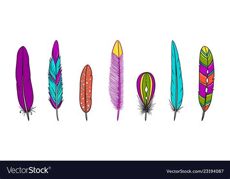 Collection Boho Feathers Royalty Free Vector Image