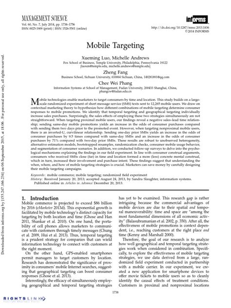Rp06 Luo Et Al Ms2014 Mobile Targeting Pdf Marketing