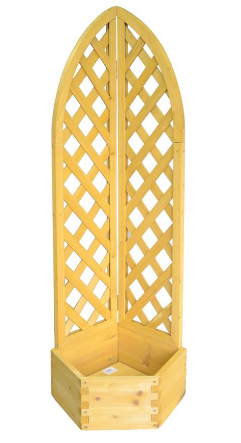 Wooden Box Planter Lattice Trellis Minevisual