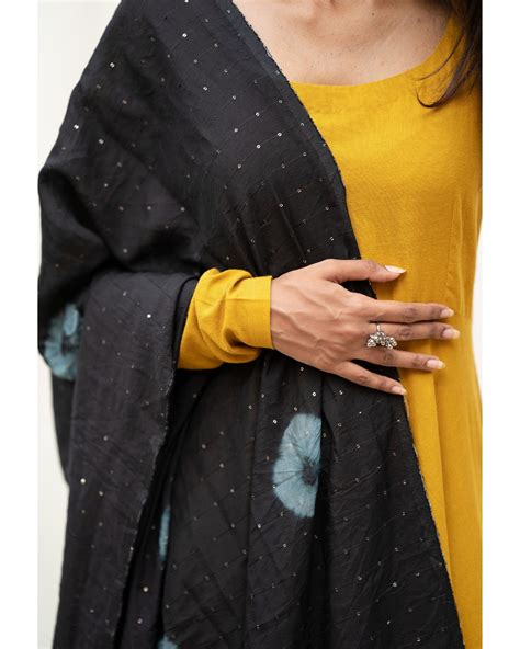 Mustard Yellow Cotton Anarkali With Dupatta Set Of Two By Niram The