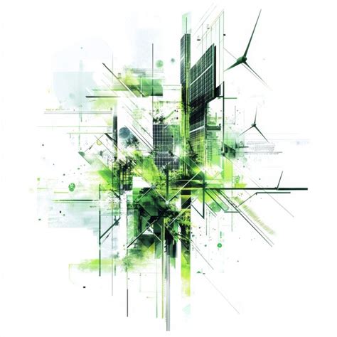 Abstract Green Energy Grid On White Background Premium Ai Generated Image