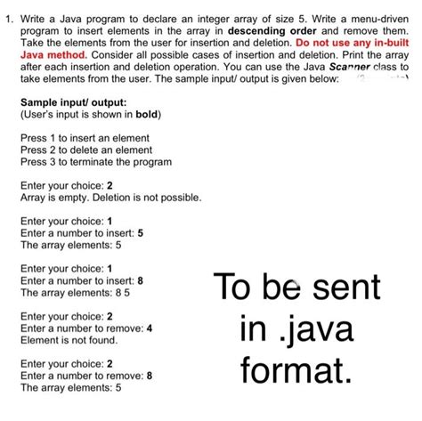 Solved 1 Write A Java Program To Declare An Integer Array
