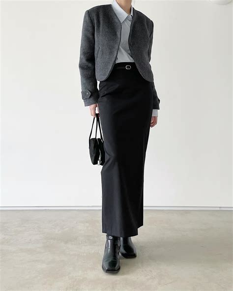 샌도 절개 슬릿 맥시 스커트 3co