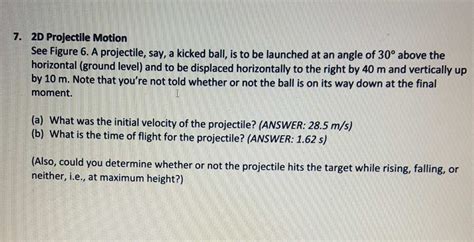 Solved D Projectile Motion See Figure A Projectile Chegg