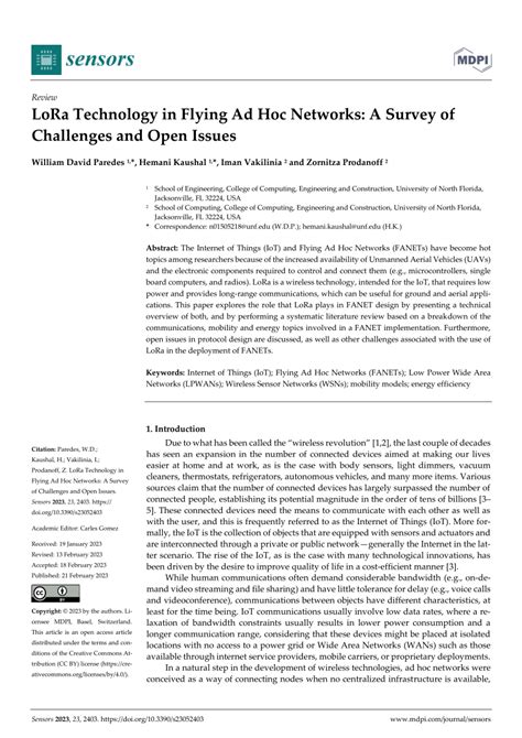 Pdf Lora Technology In Flying Ad Hoc Networks A Survey Of Challenges And Open Issues