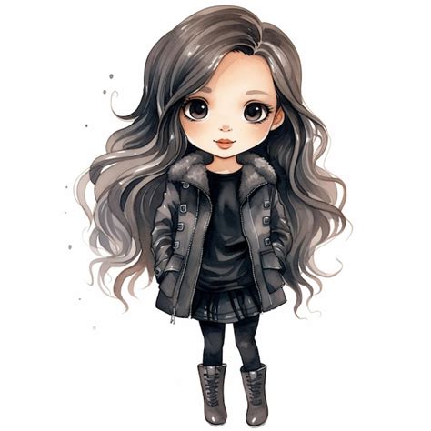 Premium Photo Anime Girl With Long Hair Wearing A Black Jacket And