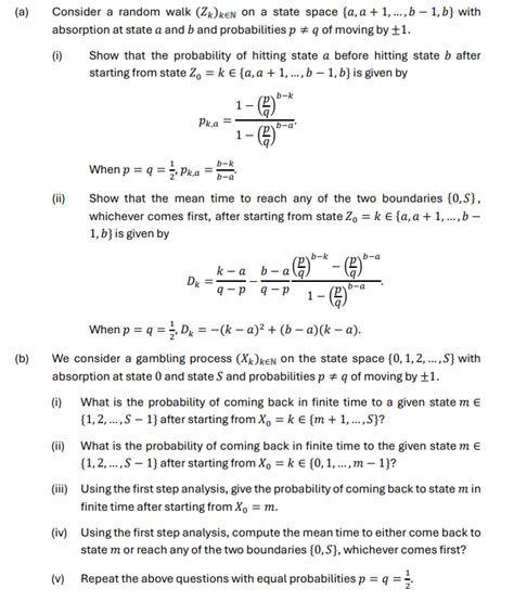 Solved A Consider A Random Walk Zk Kinn On A State Chegg