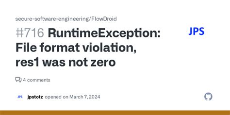 Runtimeexception File Format Violation Res1 Was Not Zero · Issue 716