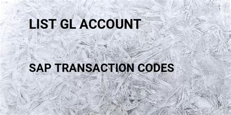 List Gl Account Tcode In SAP Transaction Codes List