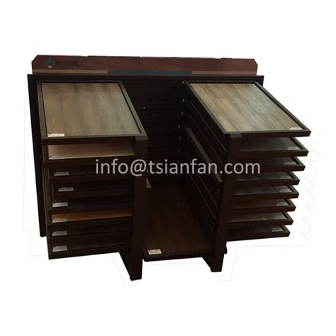 WD716 Metal Double Rows Horizonal Sliding Display Stand Wood Flooring