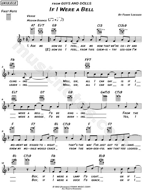 If I Were A Bell From Guys And Dolls Sheet Music Leadsheet In F