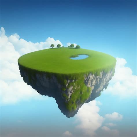 Premium Photo A Floating Round Ground With Grass
