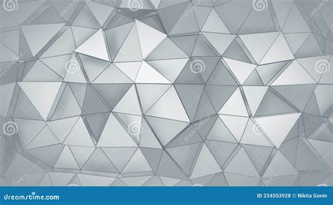 layered white structure with triangular polygons 3d render illustration