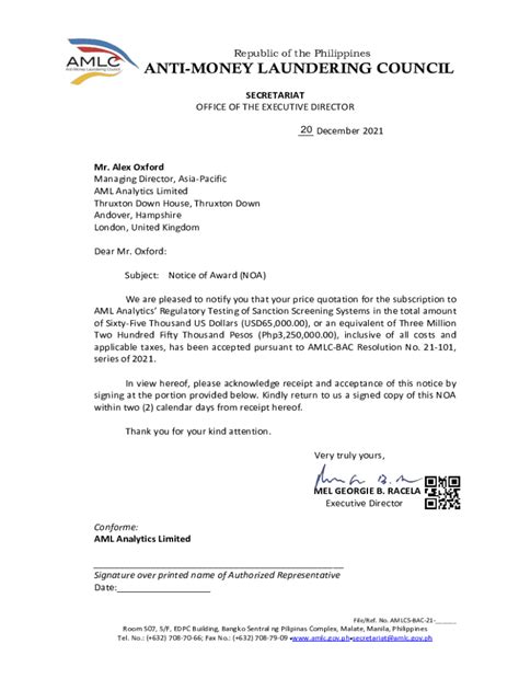 Fillable Online New Amlc Executive Director Atty Matthew M David Fax Email Print Pdffiller