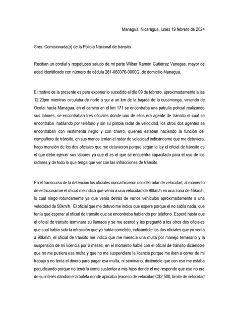 Carta De Apelacion Wilber Pdf