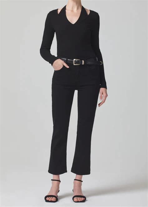 Citizens Of Humanity Isola Cropped Boot Plush Black Jean Theory