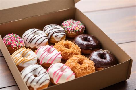 Premium Ai Image Dozen Donuts In A Bakery Box