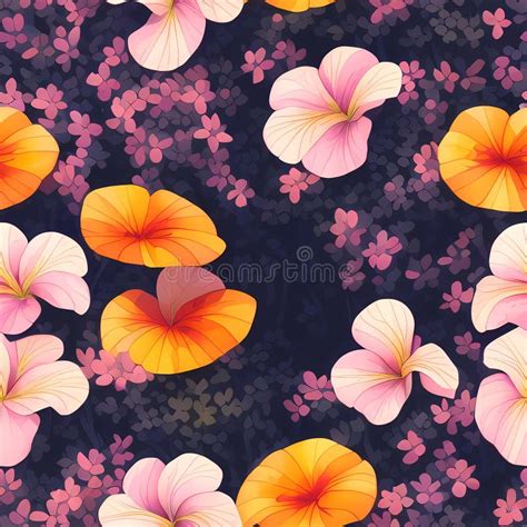 Flowers Repeating Pattern Seamless All Over Print Surface Tile For Floral Wallpapers Generative