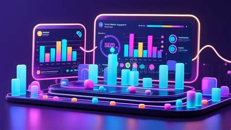 Futuristic Data Visualization Platform For Business Analytics Insights Stock Illustration
