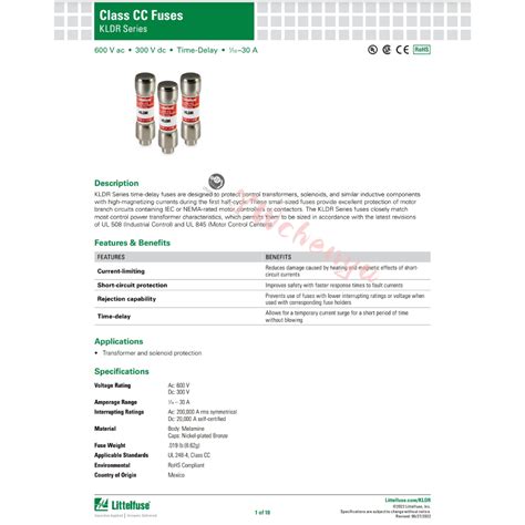Fusível Littelfuse KLDR 1 2 3 4 5 6 7 8 9 10 12 15 20 25 30A 600V KLDR Shopee Brasil