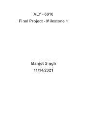 ALY 6010 Milestone 1 Pdf ALY 6010 Final Project Milestone 1