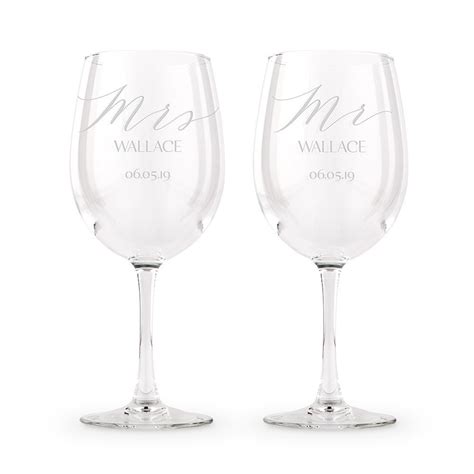 Mr And Mrs Custom Wine Glasses Engraved Wine Glass Set For Etsy