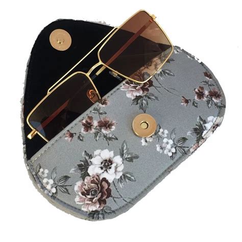Ladies Grey Floral Print Magnetic Closure Sunglass Case At Best Price