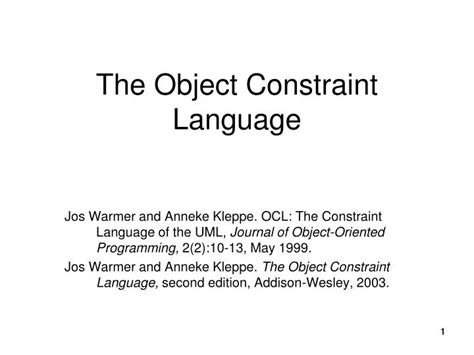 PPT The Object Constraint Language PowerPoint Presentation Free Download ID 6863434