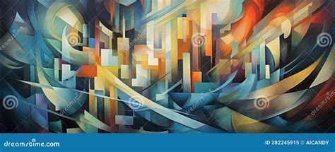 Collision Of Abstract Geometric Shapes And Vibrant Colors Creating A Visually Stimulating And