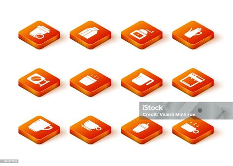 커피 컵 거리 간판 커피 이동 냄비 기계 아이콘을 설정합니다 벡터 3차원 형태에 대한 스톡 벡터 아트 및 기타 이미지 3차원 형태 가방 경영자 Istock