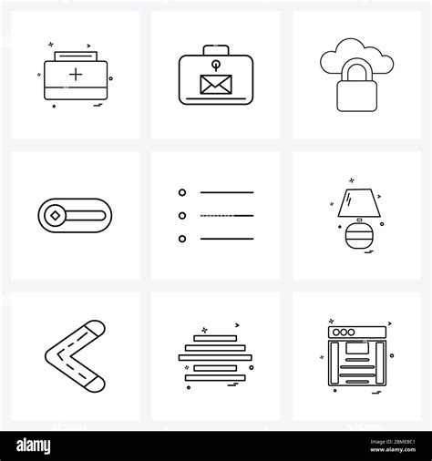 Modern Vector Line Illustration Of 9 Simple Line Icons Of Ui Toggle