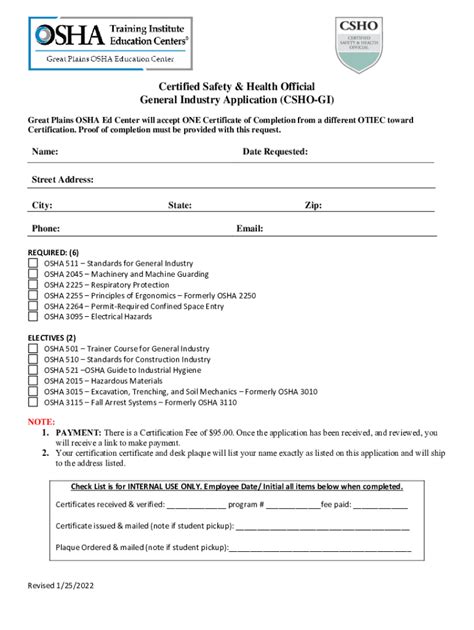 Fillable Online General Industry Application Csho Gi Fax Email Print