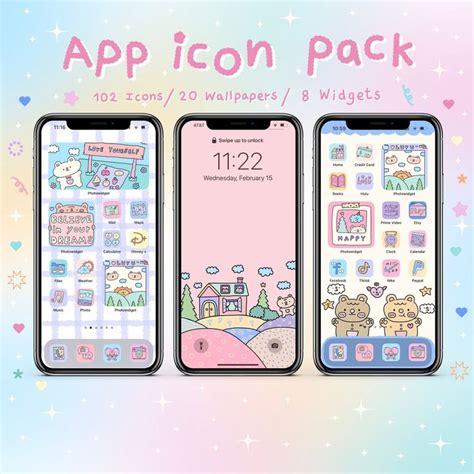 130 App Icon Pack Cute Icon Cute Widgets Kawaii App Icon Pastel Icon