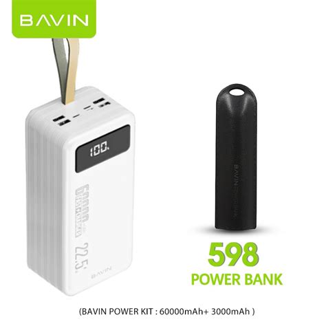 BAVIN Original Powerbank 60000mAh Large Portable Battery Fast Charging Input Flashlight Power