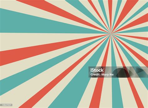 햇빛 복고풍 수평 배경 옅은 빨간색 파란색 베이지 색 버스트 배경 서커스 오락 행사에 대한 스톡 벡터 아트 및 기타 이미지