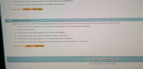 Solved E The Set Is Not A Vector Space Because It Is Not Chegg
