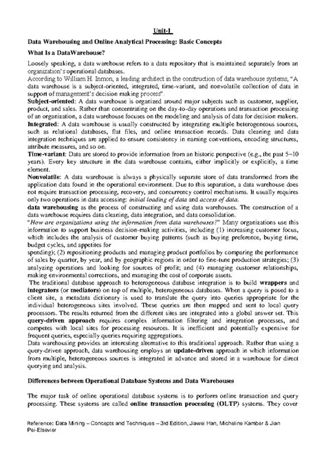 Dmdw R20 Unit 1 Part1 Reference Data Mining Concepts And Techniques 3rd Edition Jiawei