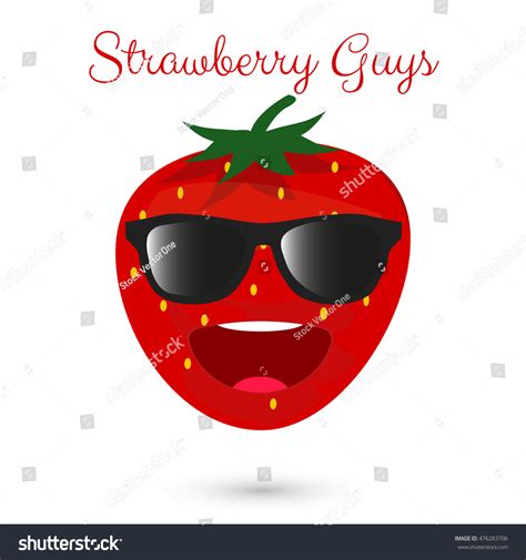 Strawberry Emoticon Wearing Sunglasses Vector De Stock Libre De