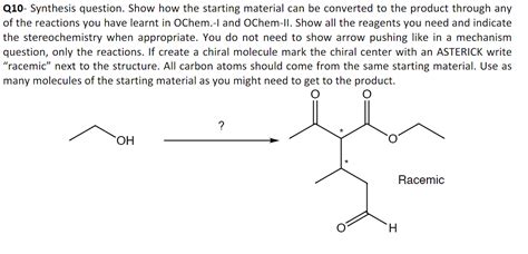 Solved Q10 Synthesis Question Show How The Starting
