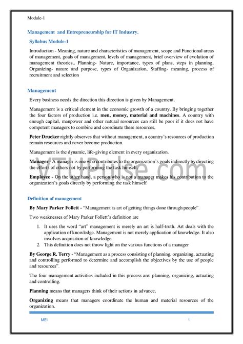 Me Mod Good Resource For Module 1 Notes Of Management