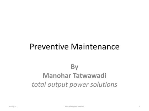 Ppt On Preventive Maintenance Pdf