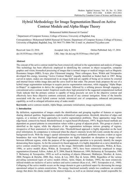 Pdf Hybrid Methodology For Image Segmentation Based On Active Contour