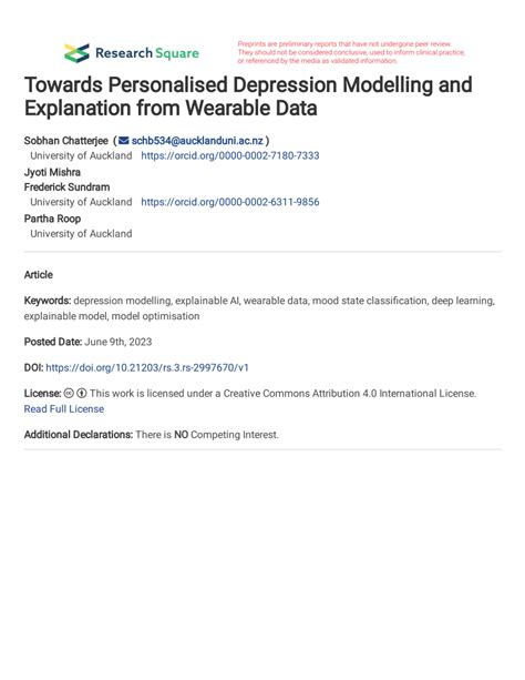 pdf towards personalised depression modelling and explanation from