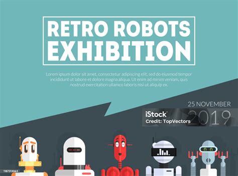 Template Spanduk Pameran Robot Retro Selebaran Iklan Teknologi Kecerdasan Buatan Poster