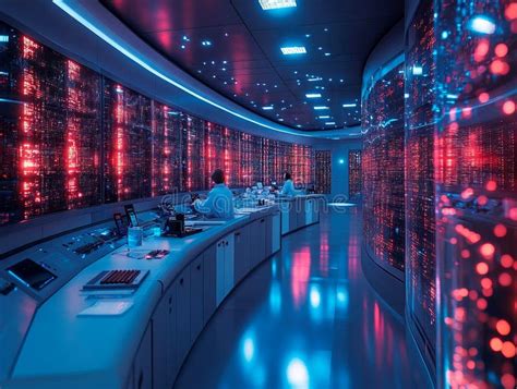 Image Shows A Bright Illuminated Interior Space With Rows Of Computer