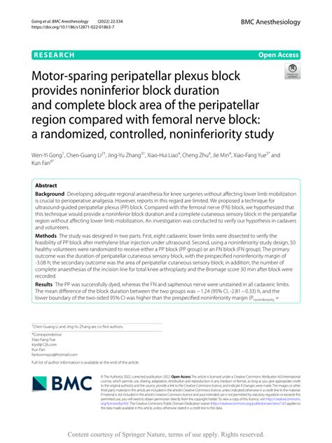 Pdf Motor Sparing Peripatellar Plexus Block Provides Noninferior