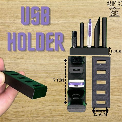 3d printable usb holder for 5 usb sticks stl instant download etsy