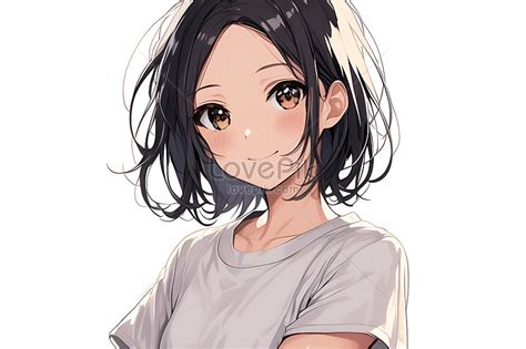 자신감 있고 행복한 갈색 머리 소녀 일러스트 무료 다운로드 Lovepik