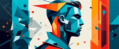 Athlete In Cubism Style With Geometric Forms Stock Image Image Of